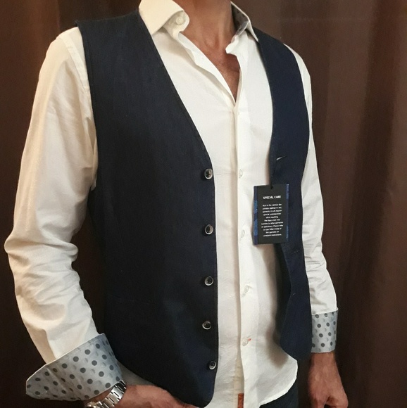 Murano | Suits & Blazers | Murano Mens Denim Jean Dark Blue Navy Cotton ...